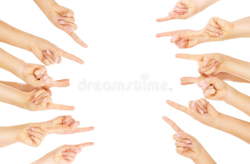 Many Hands Pointing To the Center Stock Photo - Image of circle, finger ...