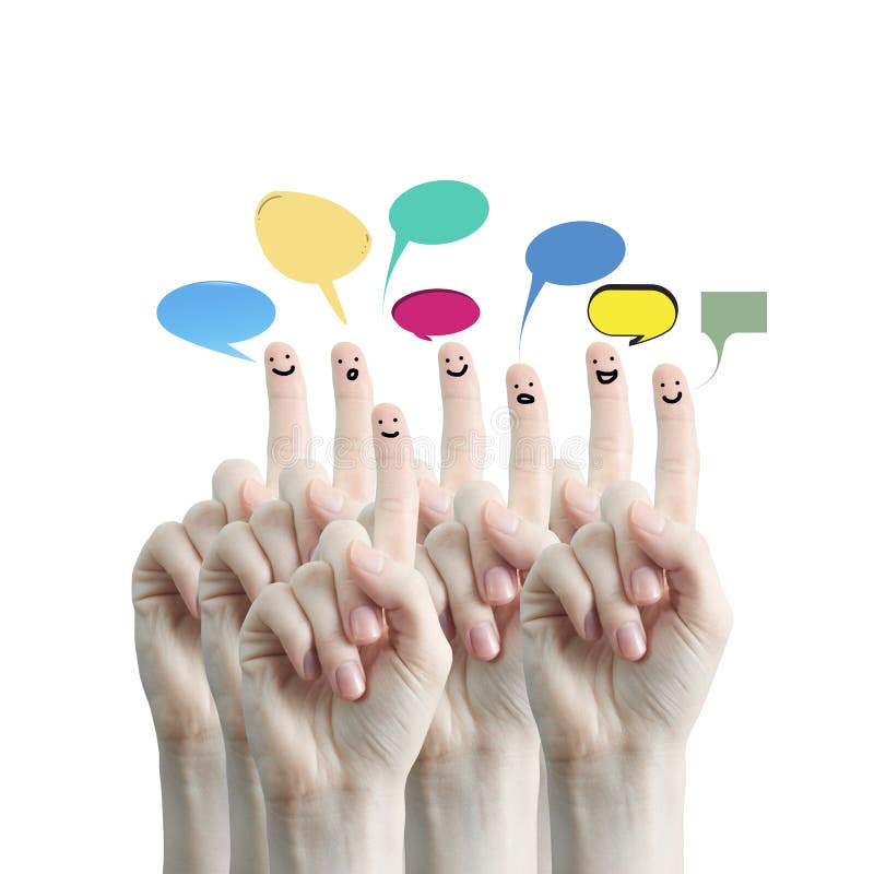 Fingers Representing a Social Network. Stock Photo - Image of chat ...