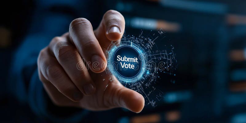Fingers Tapping Submit Vote Button on Digital Interface Showcasing ...