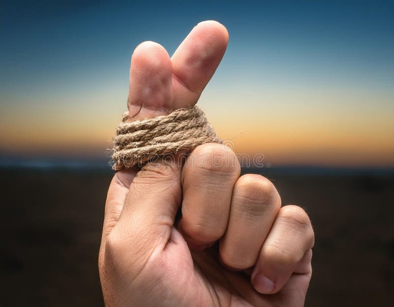 Fingers Tied Together with a String, Representing the Concept of Being ...