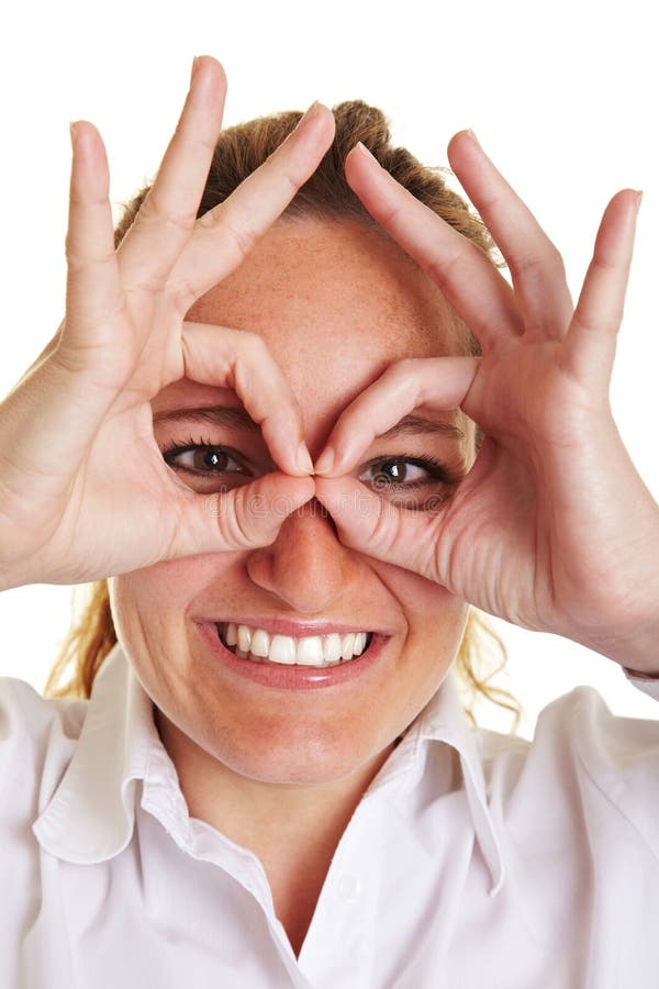 Fingers To Circles Around Eyes Stock Photo - Image of hand, manager ...