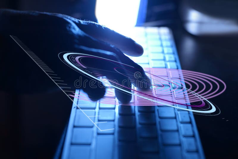 The Fingers Touch the Computer Keyboard with the Global Network ...