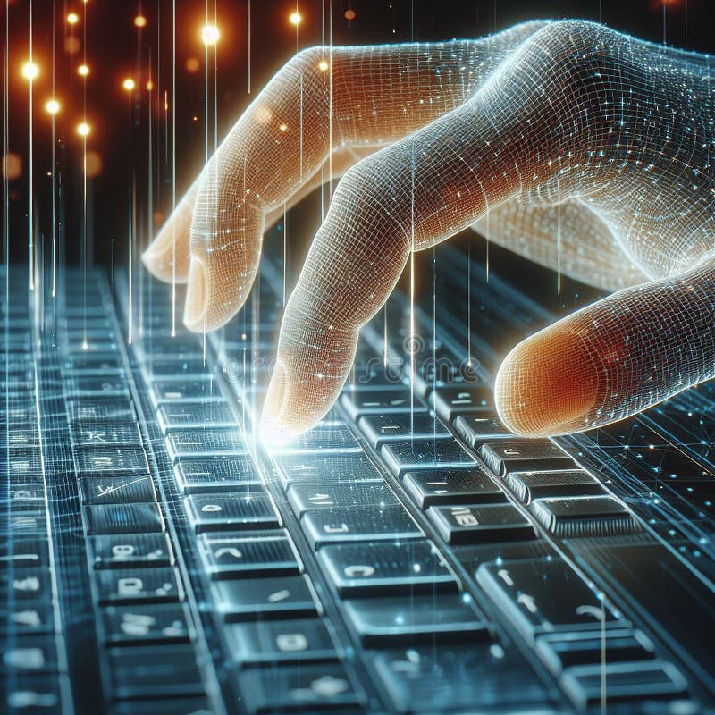 Fingers Touching a Computer Keyboard 6 Stock Photo - Image of ...