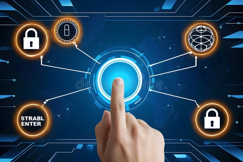 Fingers are Touching Padlock Symbol, with Protection of Identity Theft ...