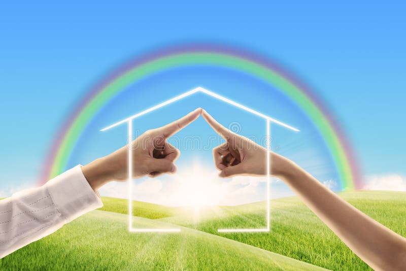 Fingers Touching Together Made the Form of House Stock Illustration ...