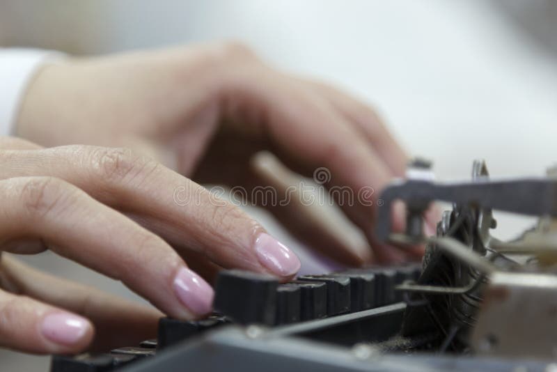 Writer Typing with Retro Writing Machine Stock Photo - Image of message ...