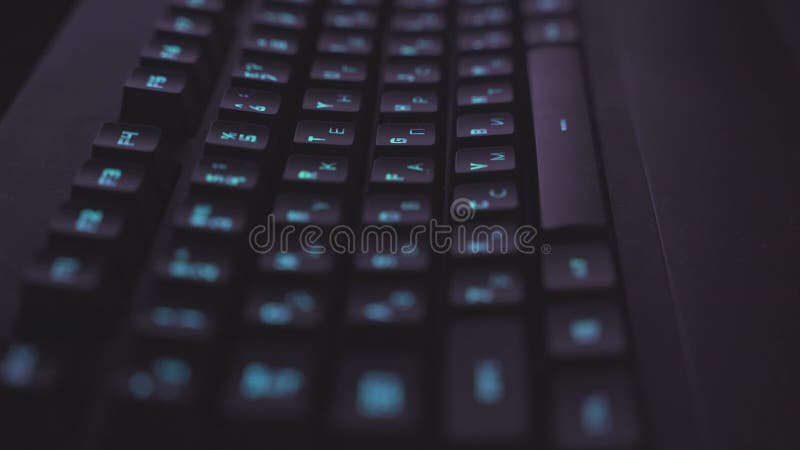 Fingers are Typing on a Computer Gaming Keyboard in the Twilight Stock ...