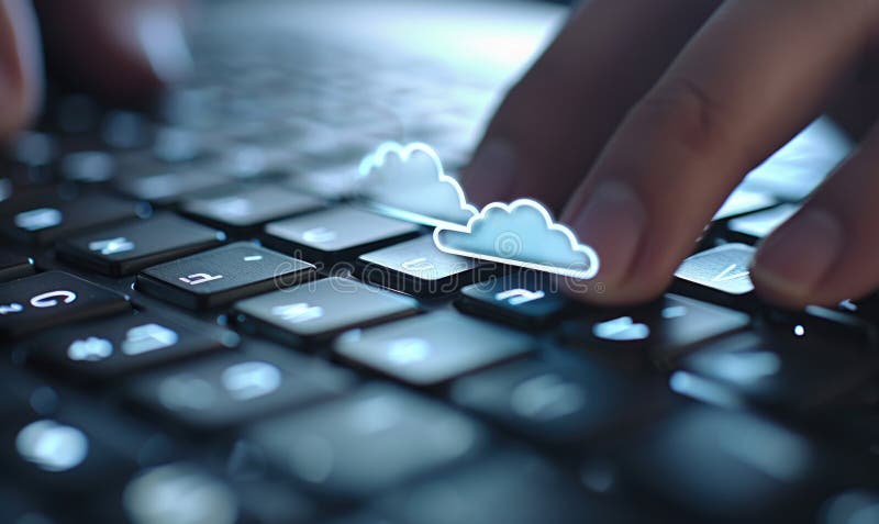 Fingers Typing on a Keyboard with Cloud Storage Logos on the Keys Stock ...
