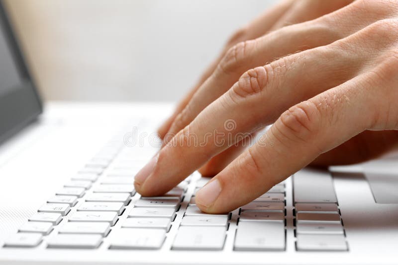 Fingers Typing on Laptop Computer Keyboard Stock Image - Image of push ...