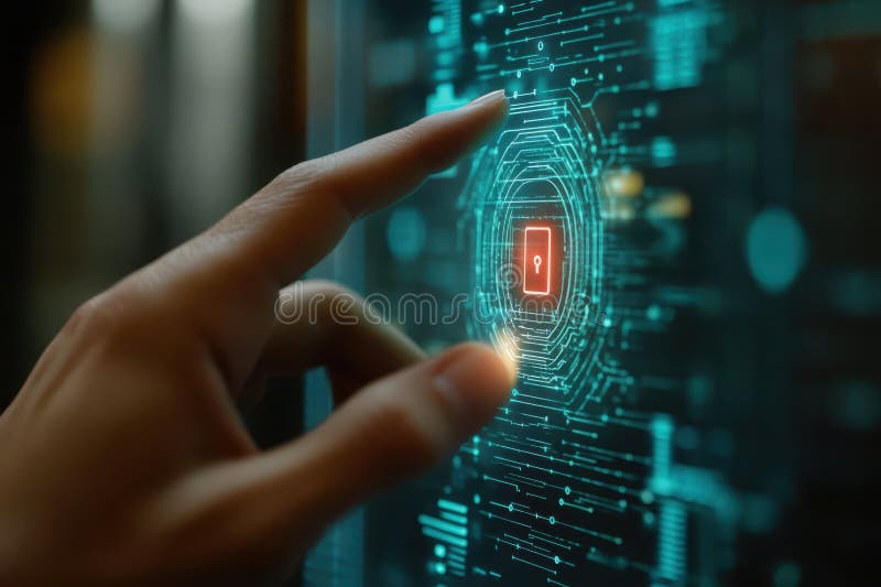 Fingertip Accessing Digital Security Lock Interface Technology Stock ...
