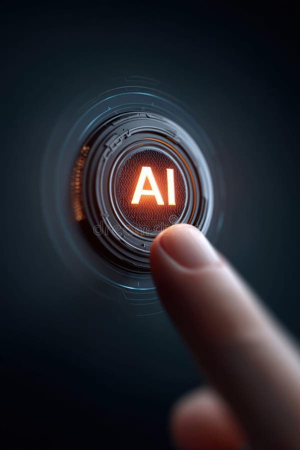 A Fingertip Activating a Glowing Ai Button, Representing the Dawn of ...