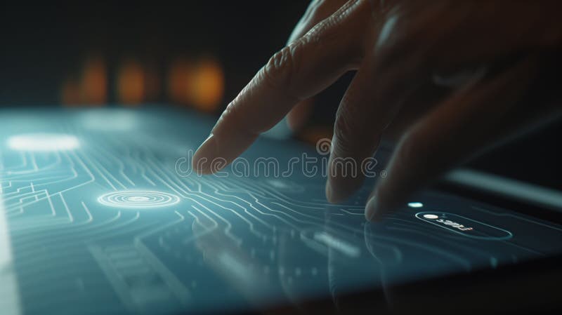 Fingertip Interaction with a Touchscreen Display Stock Illustration ...