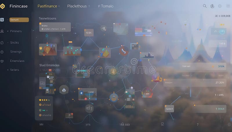 Finincase App Interface Showing Data Visualization and Network Connections Stock Illustration ...