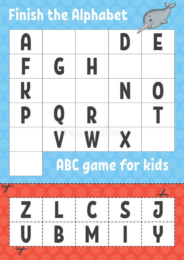 Finish the Alphabet. ABC Game for Kids. Cut and Glue. Education ...