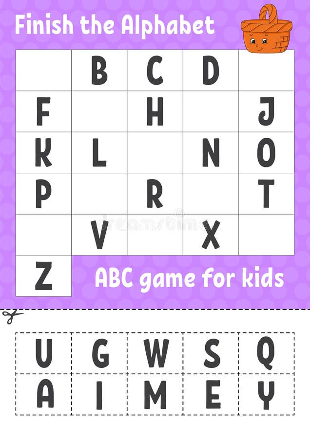 Finish the Alphabet. ABC Game for Kids. Cut and Glue. Education ...