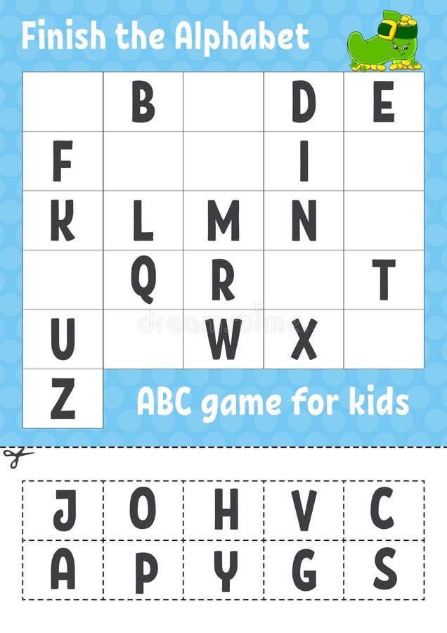 Finish the Alphabet. ABC Game for Kids. Cut and Glue. Education ...