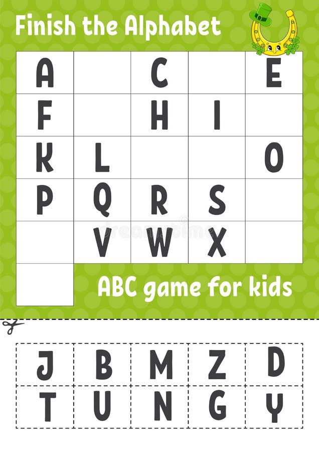 Finish the Alphabet. ABC Game for Kids. Cut and Glue. Education ...
