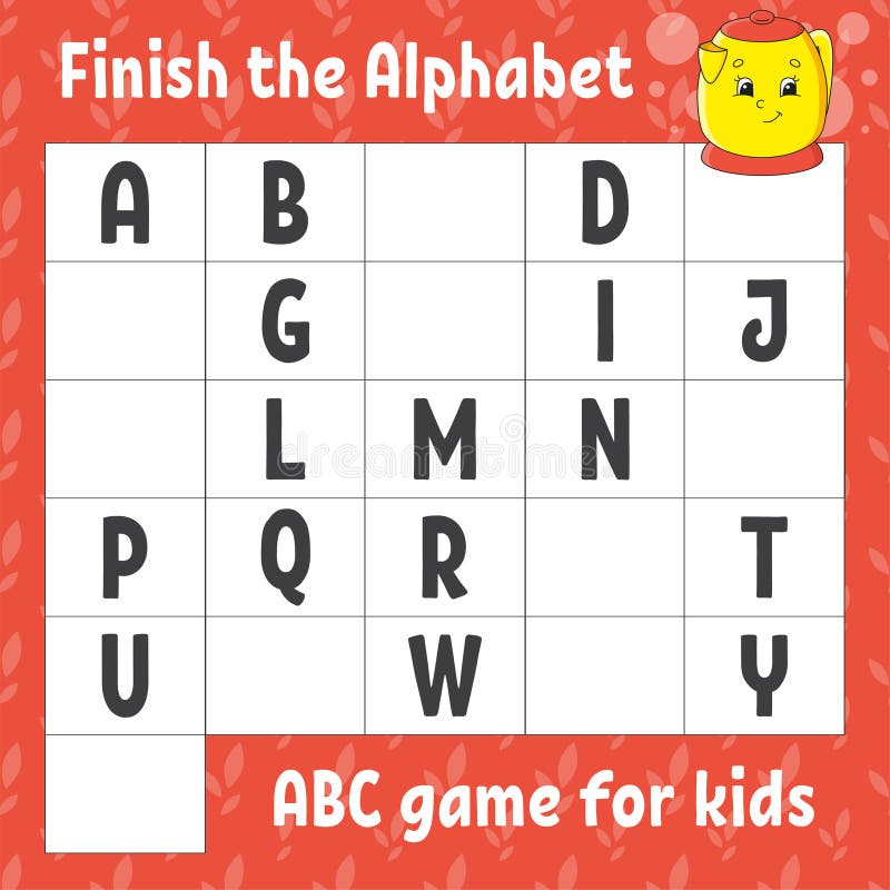 Finish the Alphabet. ABC Game for Kids. Education Developing Worksheet ...