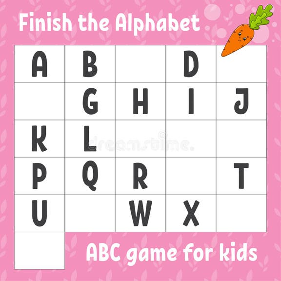 Finish the Alphabet. ABC Game for Kids. Education Developing Worksheet ...