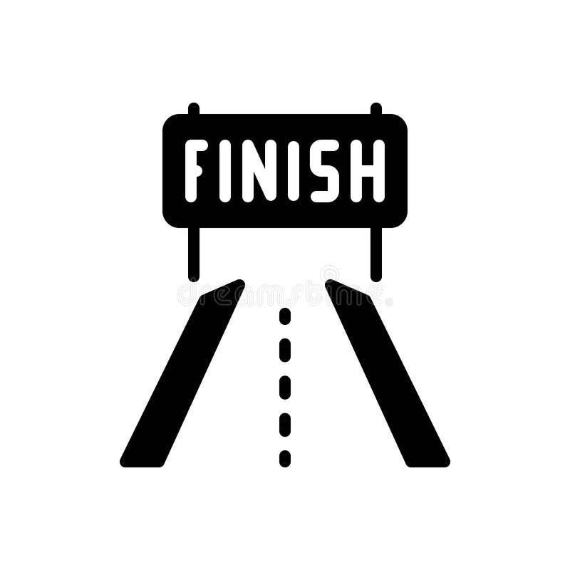 Black Solid Icon for Finish, Finish Arch and Road Stock Illustration ...