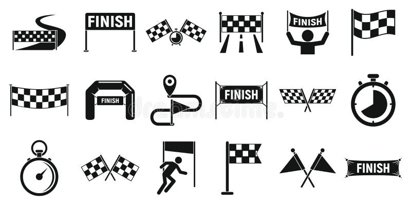 Finish Icons Set, Simple Style Stock Vector - Illustration of ...
