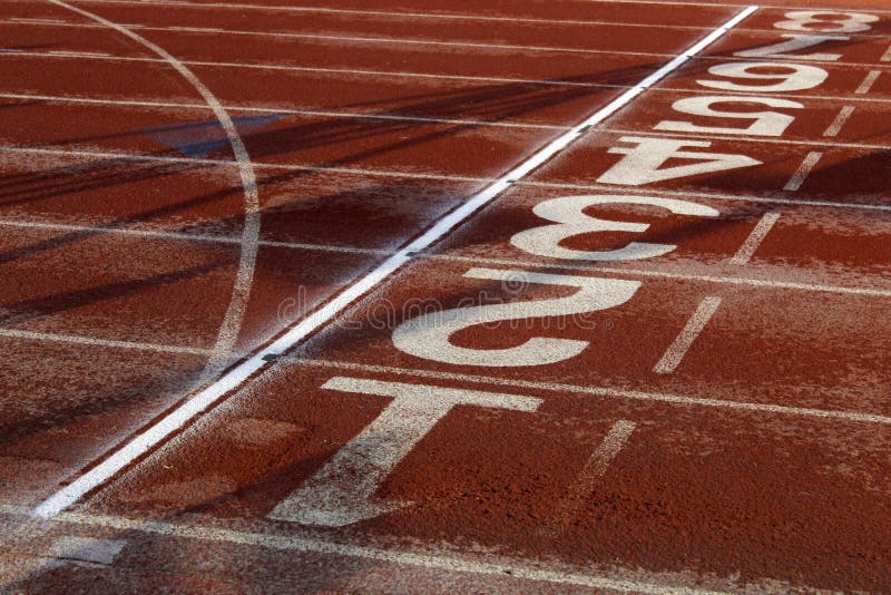 Finish Line of an Athletic Track Stock Image - Image of competition ...