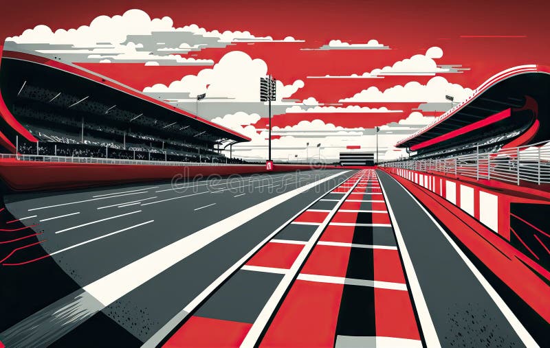 Finish Line in Red and White with a Striking Perspective of a ...