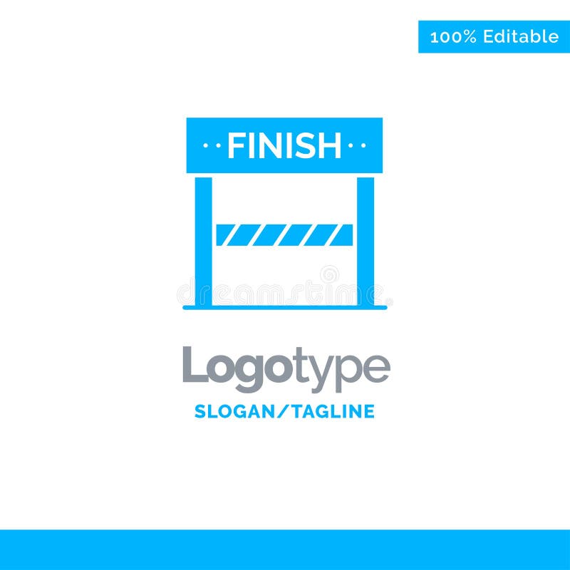 Finish, Line, Sport, Game Blue Solid Logo Template. Place for Tagline ...