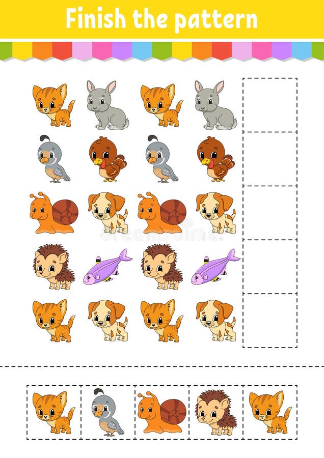 Finish the Pattern. Cut and Play. Education Developing Worksheet ...