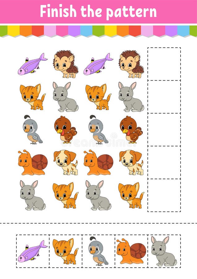 Finish the Pattern. Cut and Play. Education Developing Worksheet ...