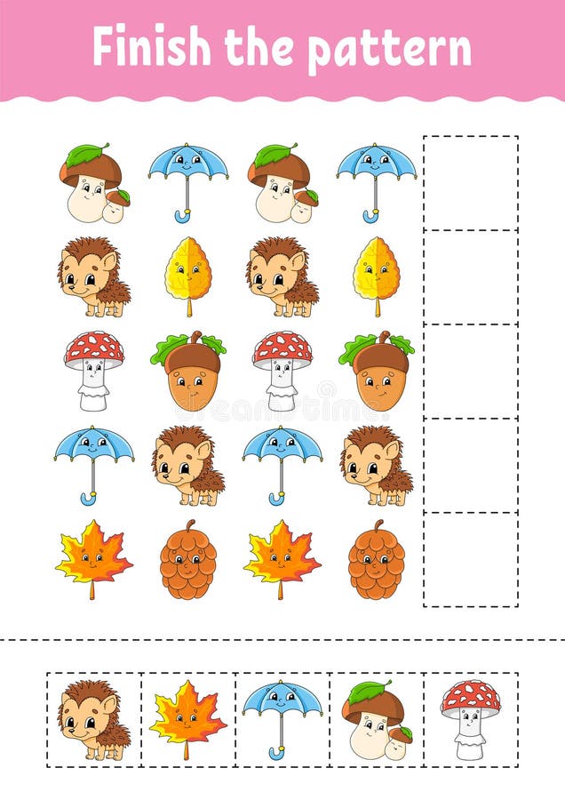 Finish the Pattern. Cut and Play. Education Developing Worksheet ...