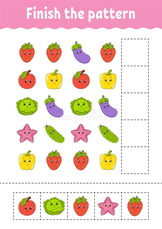 Finish the Pattern. Cut and Play. Fruits and Vegetables. Education ...
