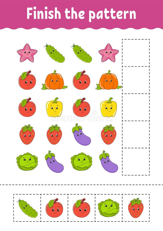 Finish the Pattern. Cut and Play. Fruits and Vegetables. Education ...