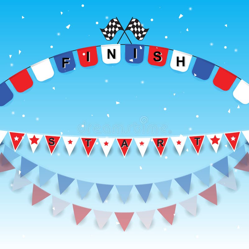 Finish and Start Flags with Confetti Stock Vector - Illustration of ...