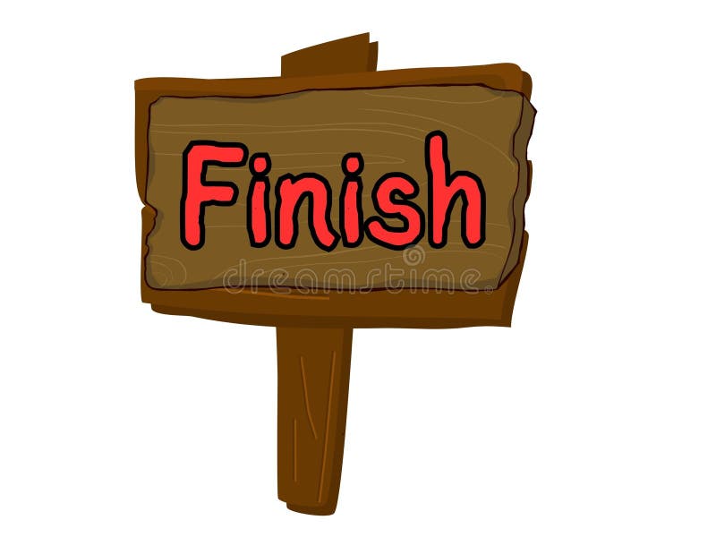 Finish Text Written on Wooden Name Board - 1 Stock Illustration ...