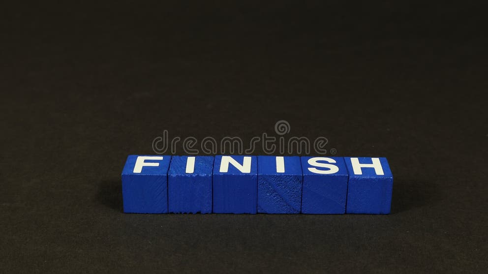 FINISH Writing on Black Background To Write Text Stock Photo - Image of ...