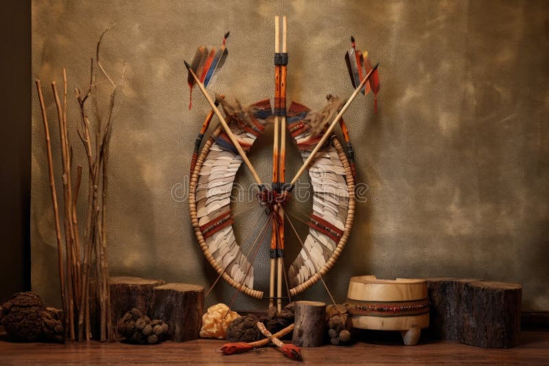 Finished Bow and Arrow Set Against a Rustic Background Stock ...