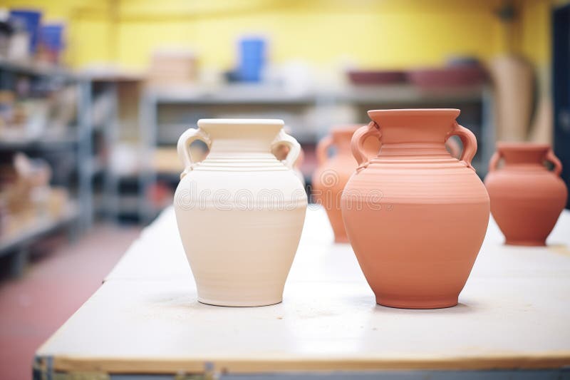 Finished Clay Pots in a Row at a Ceramic Studio Stock Image - Image of ...
