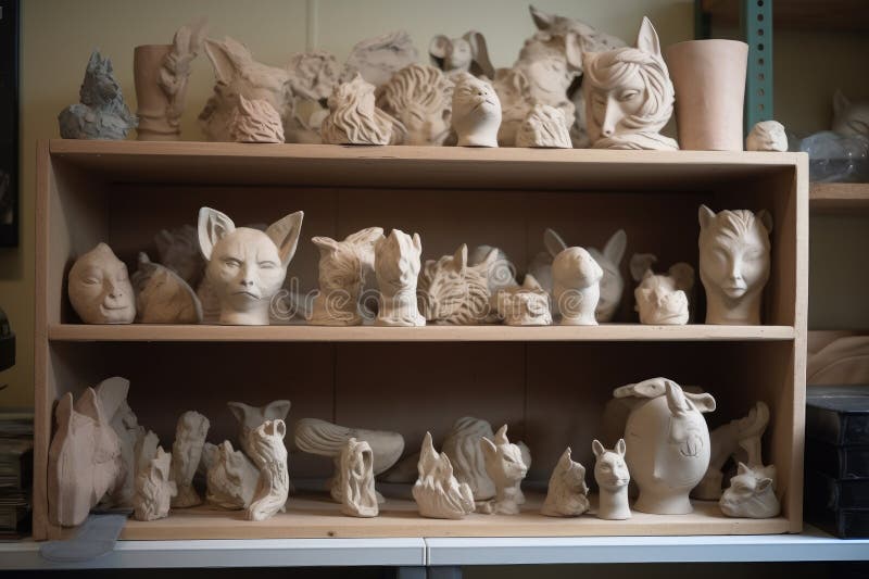 Finished Clay Sculpture on Display Shelf. Generative AI Stock ...