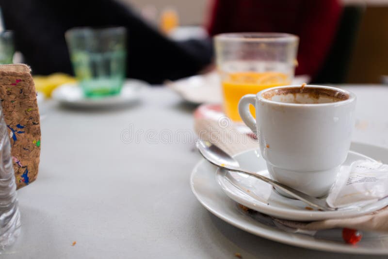 Finished Coffee and Other Breakfast Drinks Stock Photo - Image of ...