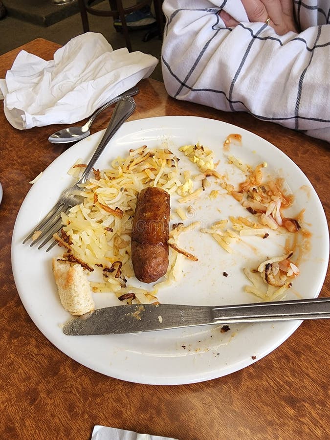Finished Diner Breakfast Hashbrowns and Sausage Stock Image - Image of ...
