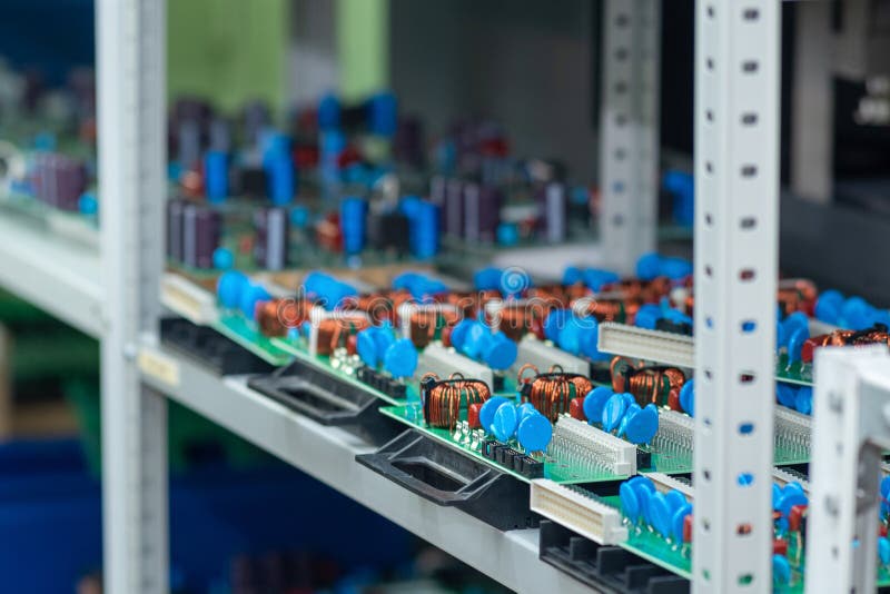 Finished Electronic Printed Circuit Boards in the Storage Stock Image ...