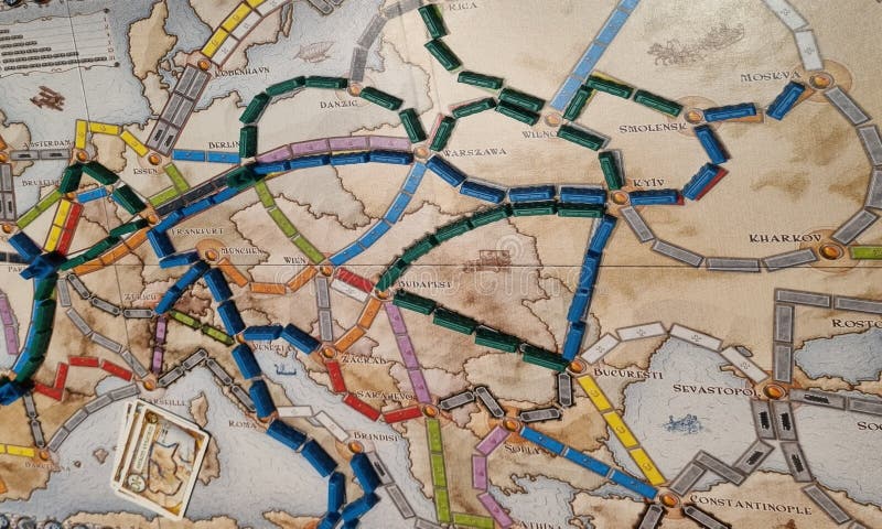 A Finished Map of Train Routes in Ticket To Ride Board Game. Editorial ...