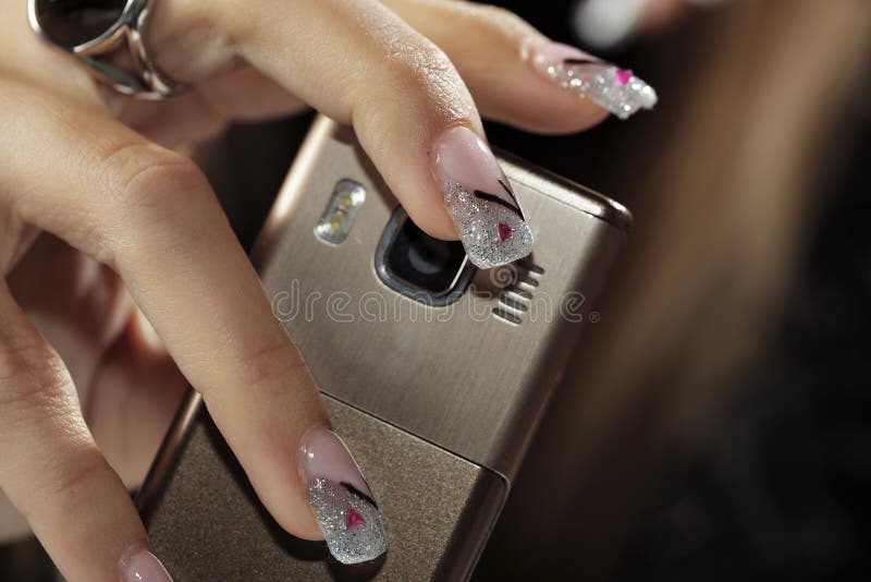 Finished Nails - Holding Phone Stock Photo - Image of camera, beautiful ...