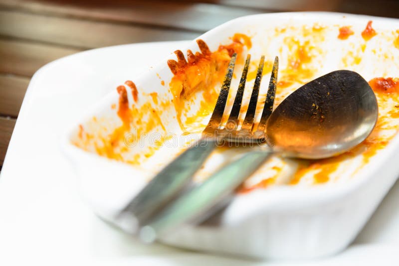 Finished pasta plate stock photo. Image of dirty, leftover - 51882392