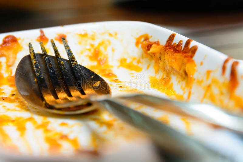 Finished pasta plate stock photo. Image of messy, fork - 51882570