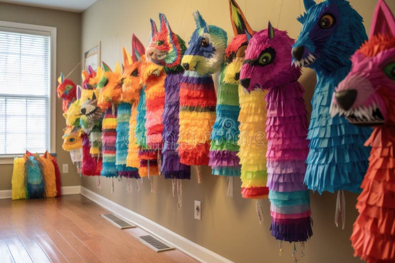Finished Pinatas Hanging, before Being Filled with Candy Stock ...