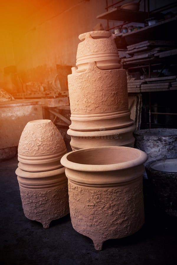Finished Pottery in the Workshop Stock Image - Image of finished, craft ...