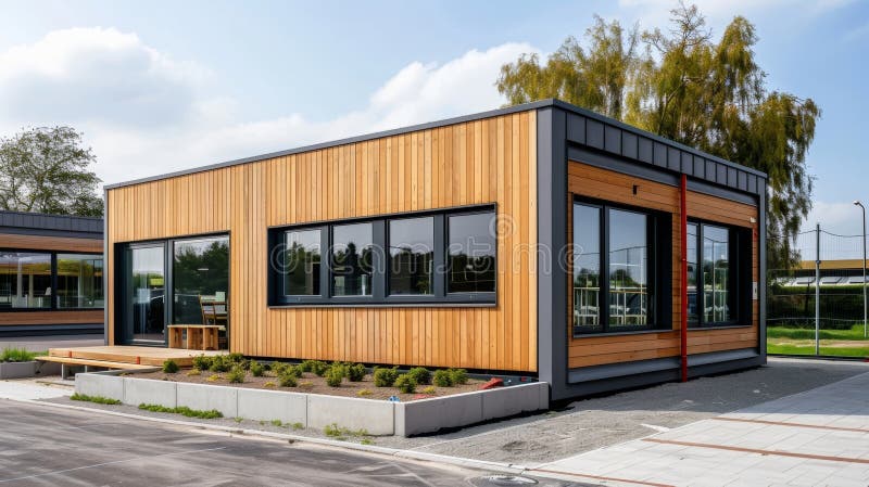 The Finished Product a Fully Assembled Prefabricated Building Standing ...