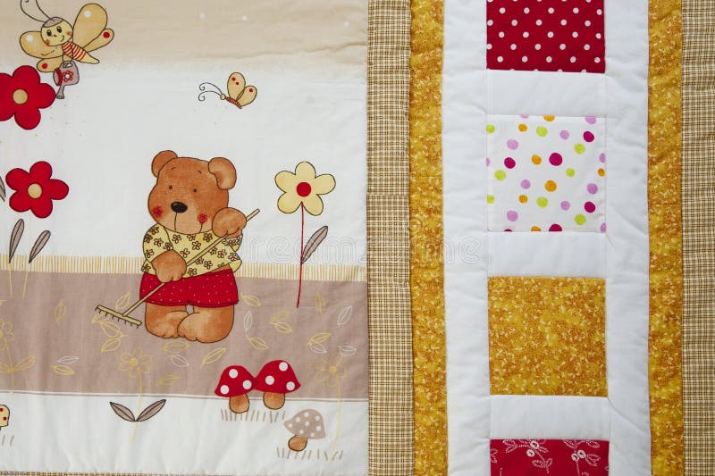 Finished Quilt With Tiny Bear Stock Image - Image of hand, decorated ...